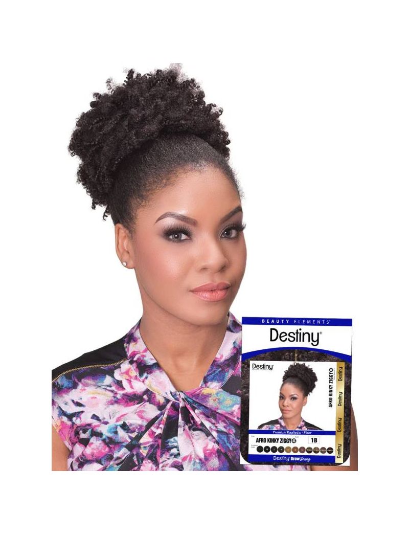 Afro Kinky Ziggly 4C Destiny Drawstring Hair Bun Beauty Elements