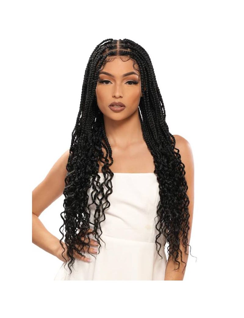 Box Water 30" Destiny Green Glueless Full Lace Braided Wig Beauty Elements