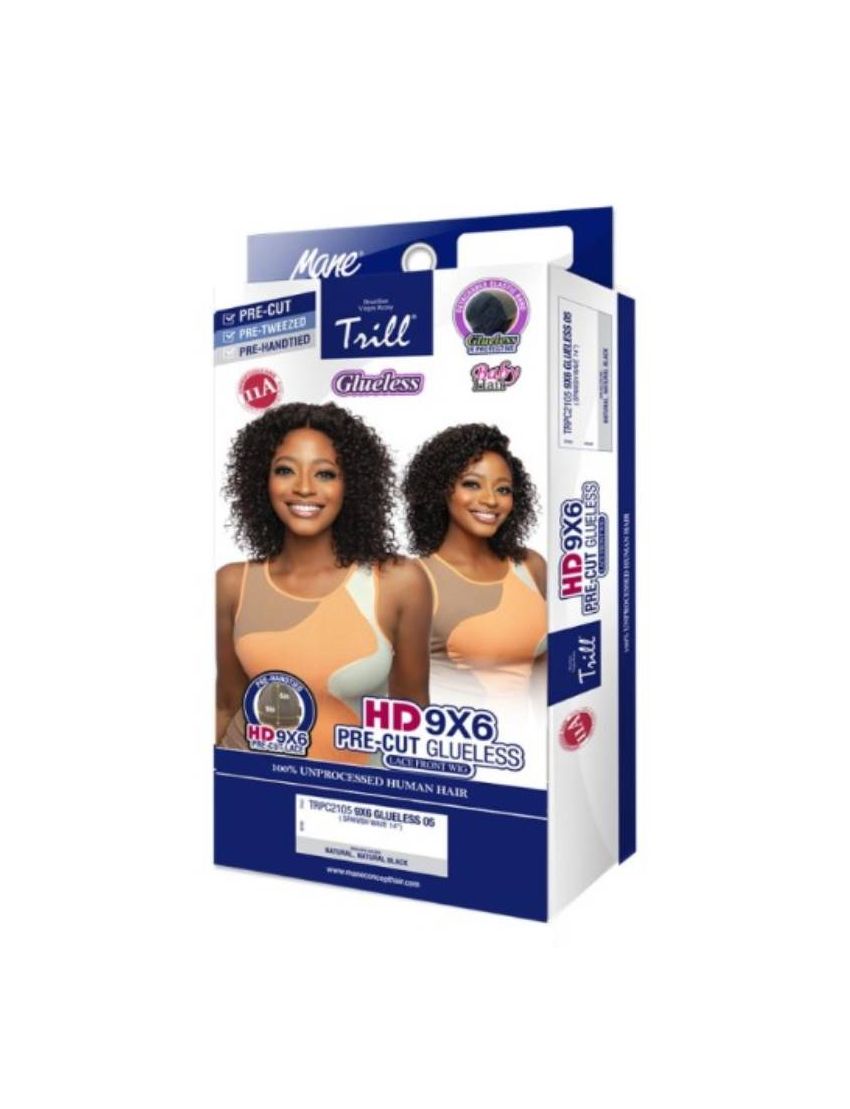 Spanish Wave 14" Unprocessed 9X6 Human Hair Lace Front Wig Trill Mane ...